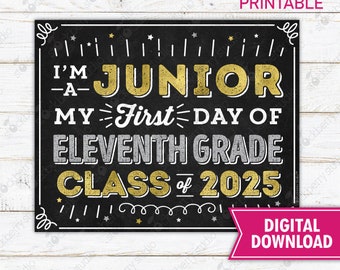 1st Day of 11th Grade Sign 2023 11th Grader Printable Poster - Etsy