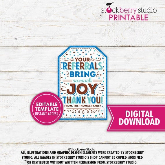 Referral Thank You Tag Realtor Marketing Chocolate Candy Gift Tags ...