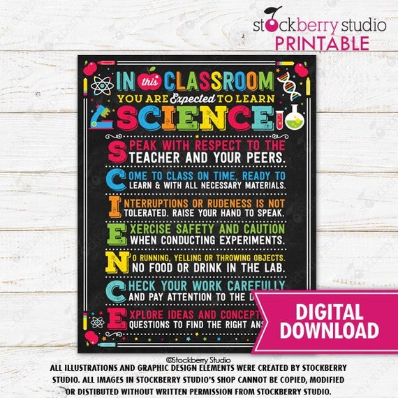 Science Teacher Classroom Rules Poster Printable Science Lab - Etsy
