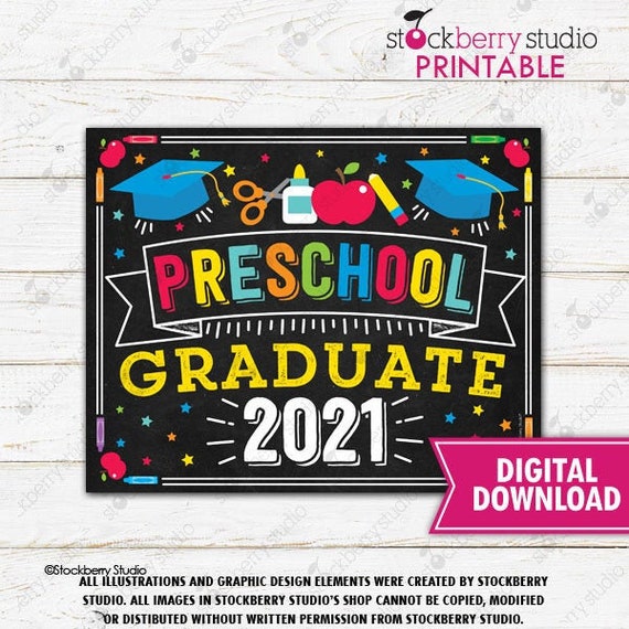 Preschool Graduation Sign Printable Last Day of Preschool Sign | Etsy