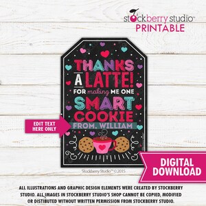 Valentine Teacher Tag Printable Valentine's Day Teacher Gift Tag ...