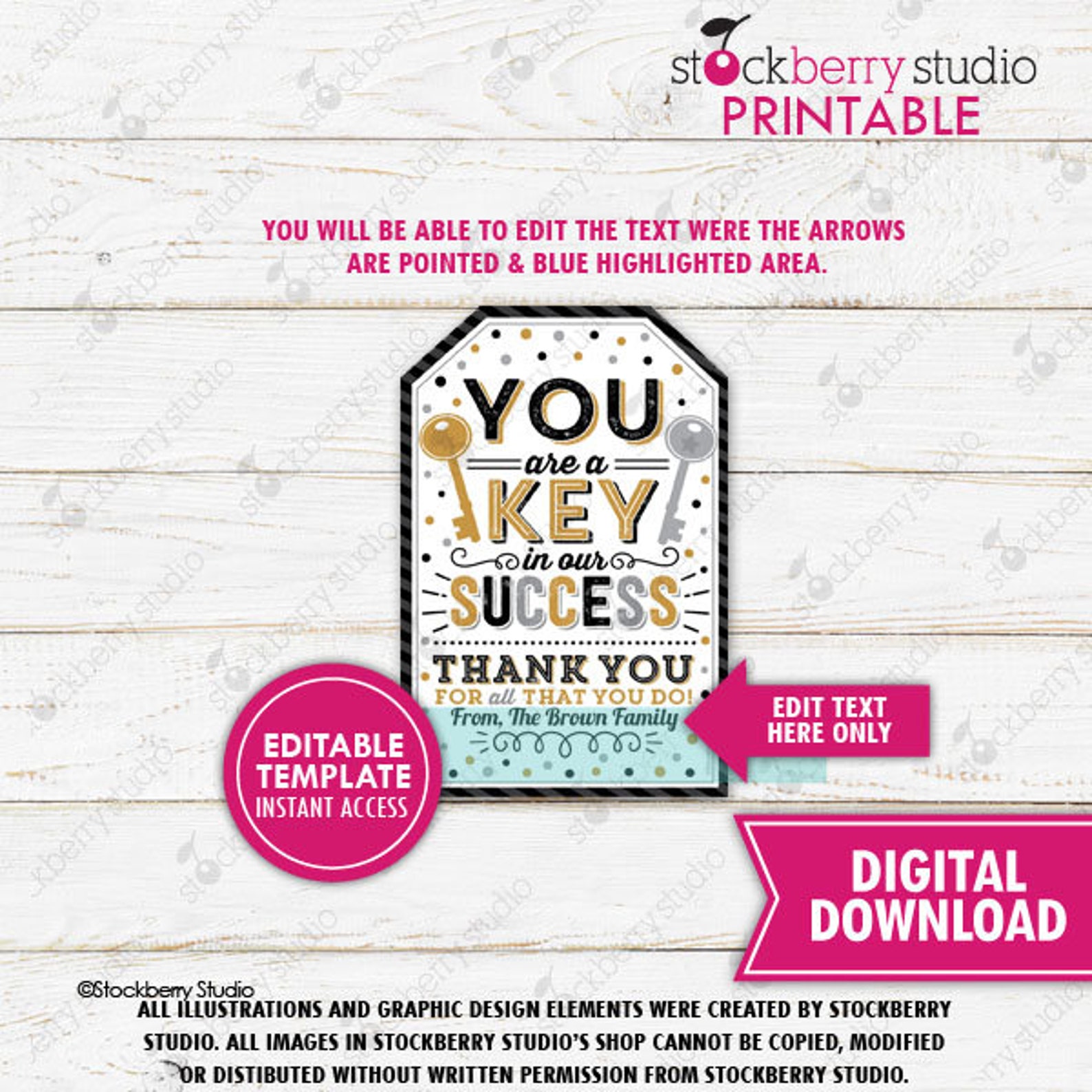 Key in Our Success Gift Tag Teacher Employee Staff - Etsy