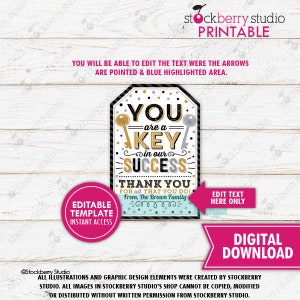 Key in Our Success Gift Tag Teacher Employee Staff Appreciation School ...