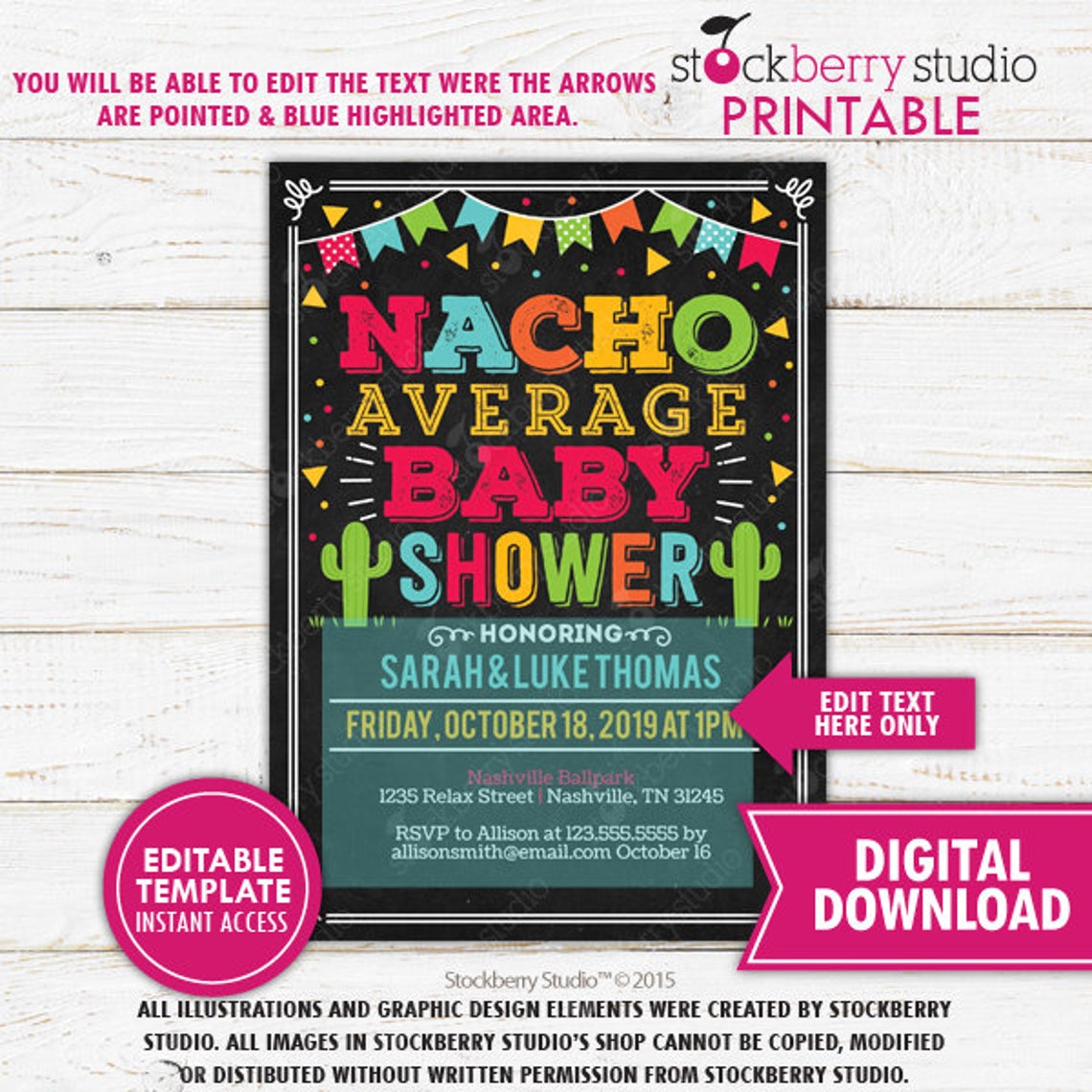 Nacho Average Baby Shower Invitation Printable Fiesta Baby - Etsy