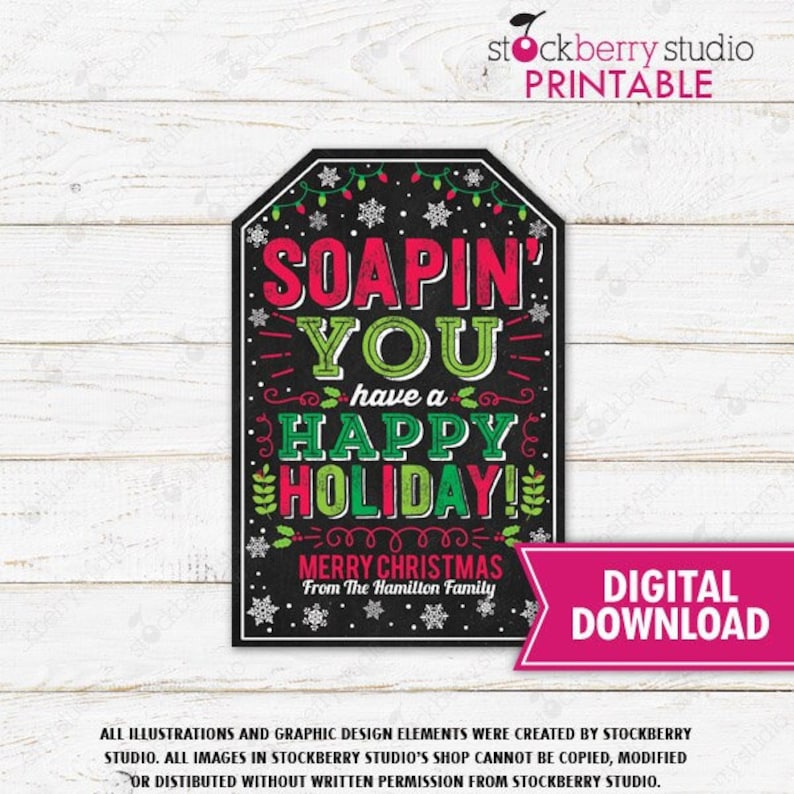 Christmas Gift Tag Printable Holiday Soap Label Soapin' - Etsy