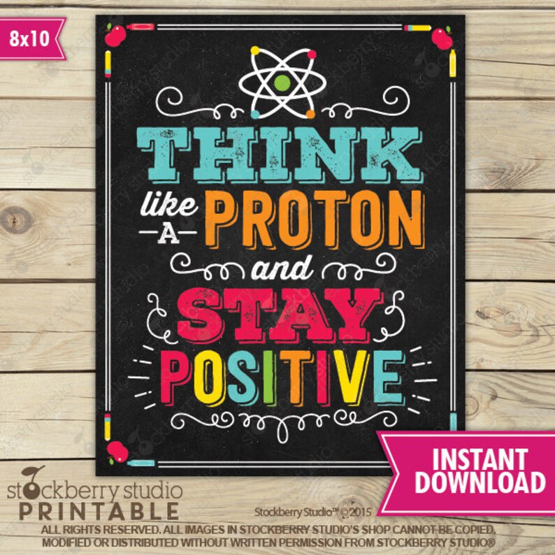Science Classroom Printable Poster Think Like a Proton Stay - Etsy Italia