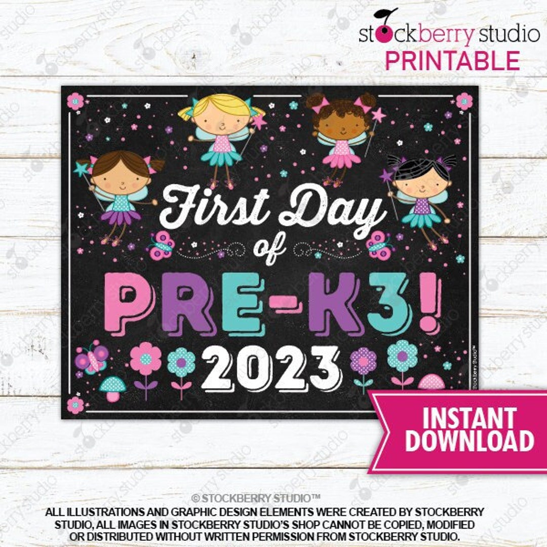 Fairies First Day of Pre-k3 Sign Prek3 Girl 1st Day of School - Etsy