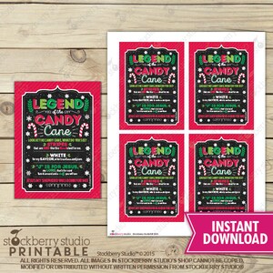 Legend of the Candy Cane Printable Digital Jesus Christmas Gift Tag ...