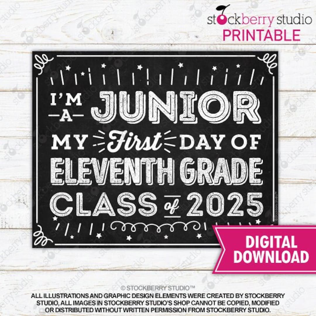 First Day of Junior Year Sign First Day of 11th Grade Sign - Etsy