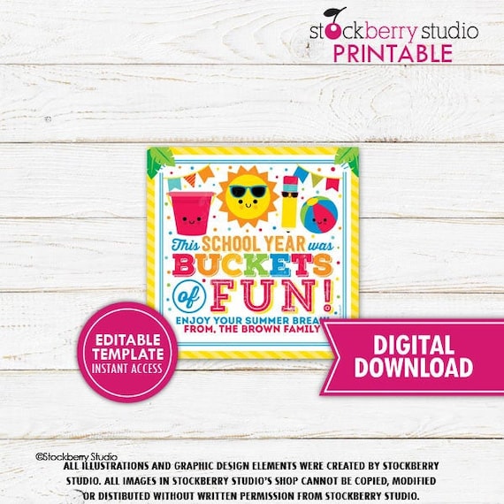 Summer Buckets of Fun Gift Tag Teacher Appreciation Beach | Etsy