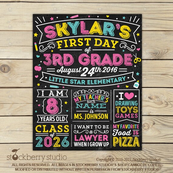 First Day of School Chalkboard Girl 1st Day of School Sign | Etsy