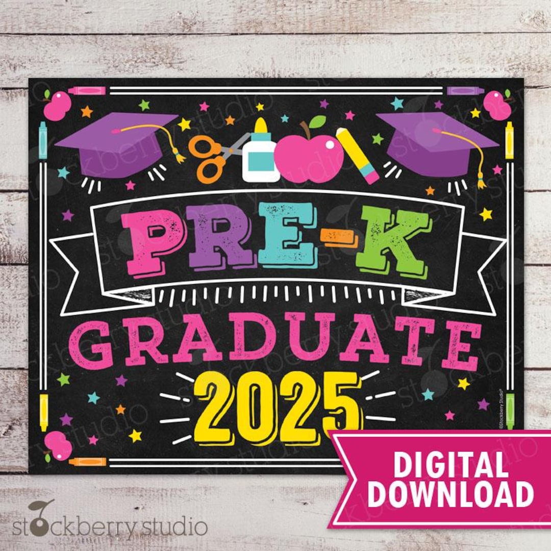 Girl Prek Graduation Sign Printable Last Day of Pre-k Sign Last Day of ...
