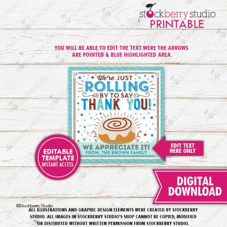 Cinnamon Roll Gift Tag Staff Appreciation Teacher Gift - Etsy