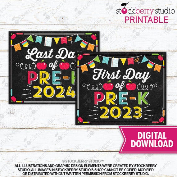 First Day and Last Day of Pre-k Sign Set Printable 1st Day of Prek ...