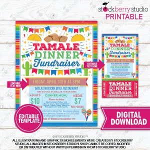 Tamale Dinner Flyer Printable Template Tamale Fundraiser Ticket Benefit ...