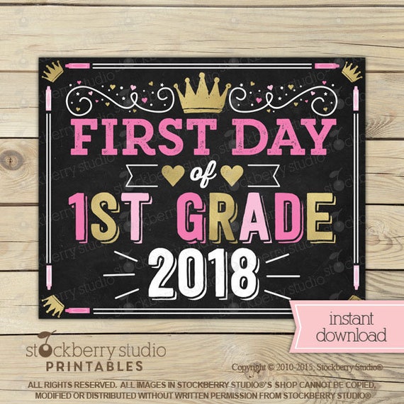 Items similar to Girl First Day of 1st Grade Sign - Princess First Day ...