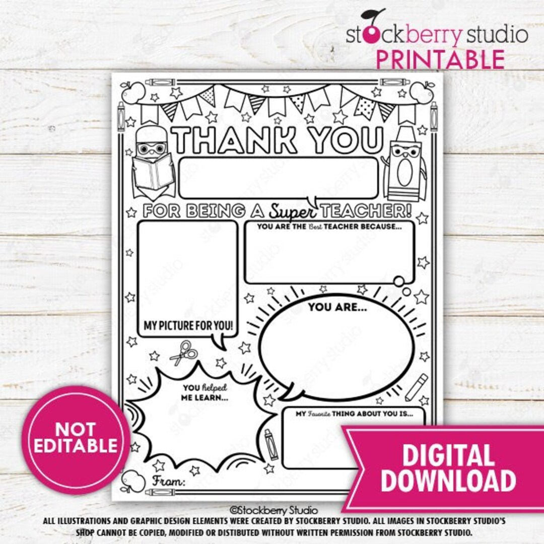Superhero Staff Teacher Appreciation Coloring Page Worksheet Printable ...