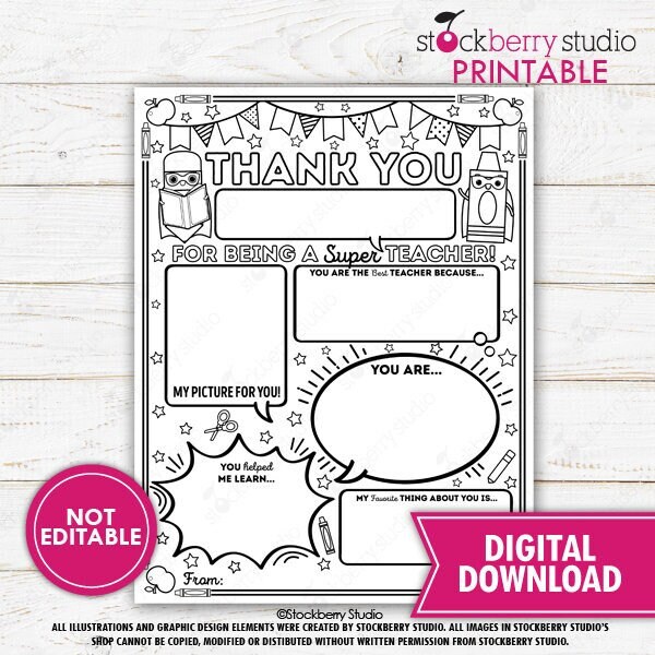 Superhero Staff Teacher Appreciation Coloring Page Worksheet Printable ...