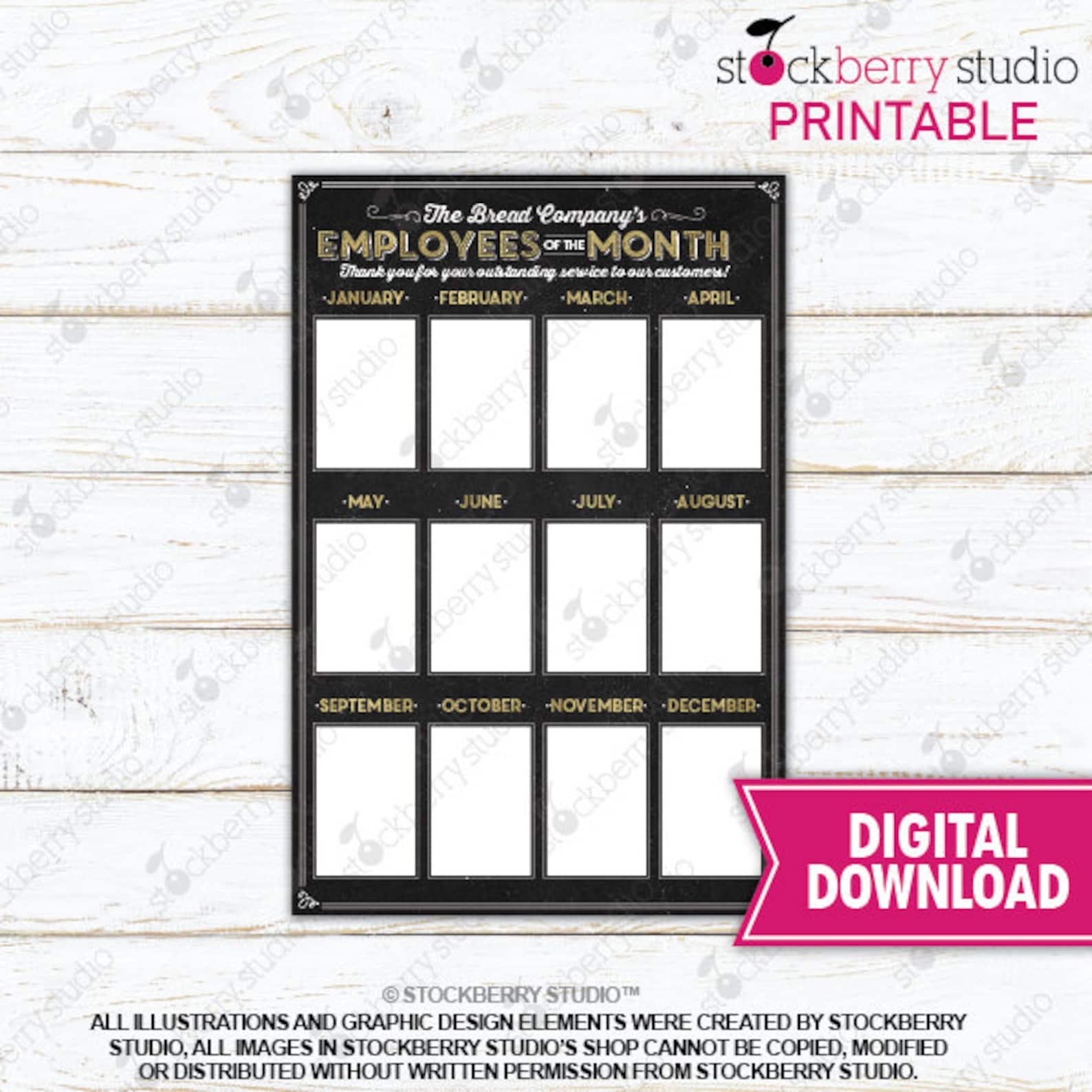 Employee of the Month Calendar - Employee Recognition - Employee ...