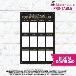 Employee of the Month Calendar - Employee Recognition - Employee ...