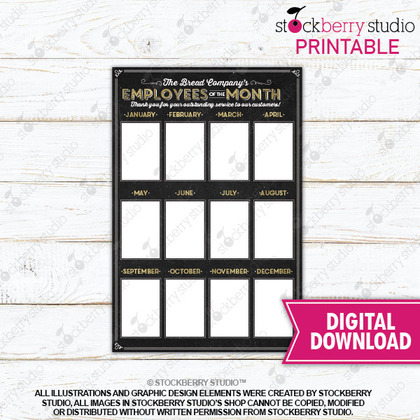Employee of the Month Calendar - Employee Recognition - Employee ...