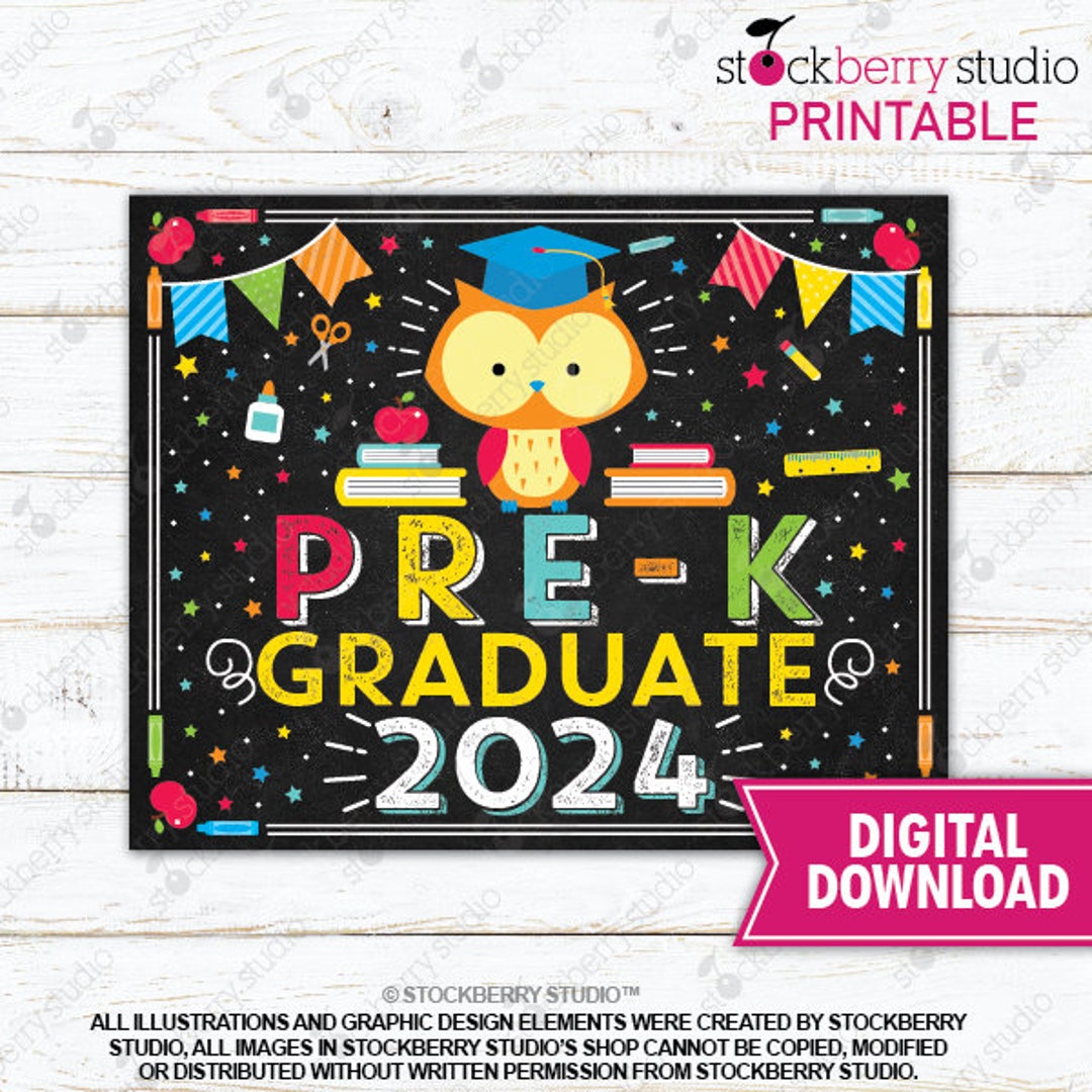 Owl Pre-k Graduation Sign Printable Last Day of Prek Sign Last Day of ...