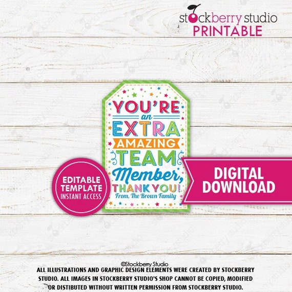 Gum Gift Thank You Tag Printable Extra Team Member Employee Nurse ...