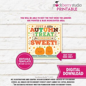 Fall Gift Tag Autumn Treat Label Teacher Appreciation Staff Employee ...