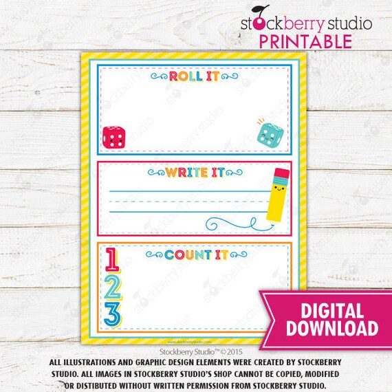 Dice Counting Game Kindergarten Math Game Pre K Homeschool Activity ...