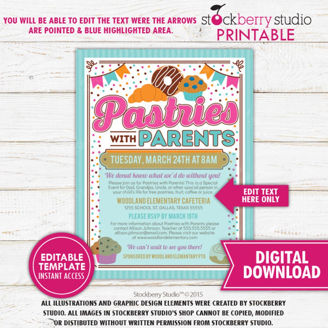 Pastries With Parents Invitation PTA Breakfast School | Etsy