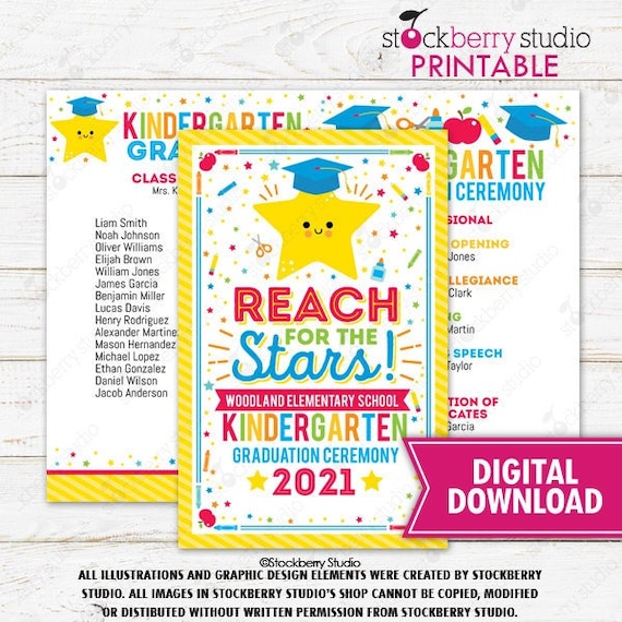Graduation Ceremony Program Reach for the Stars Any Grade - Etsy