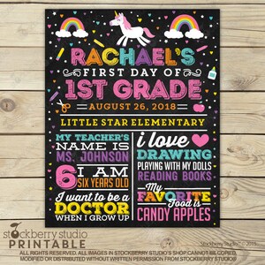 First Day of School Chalkboard Girl Back to School Printable ...