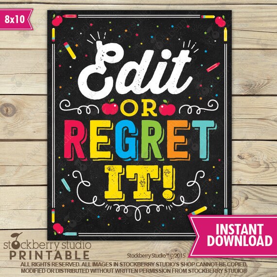 Edit or Regret It - Funny Grammar Punctuation Poster - English ...