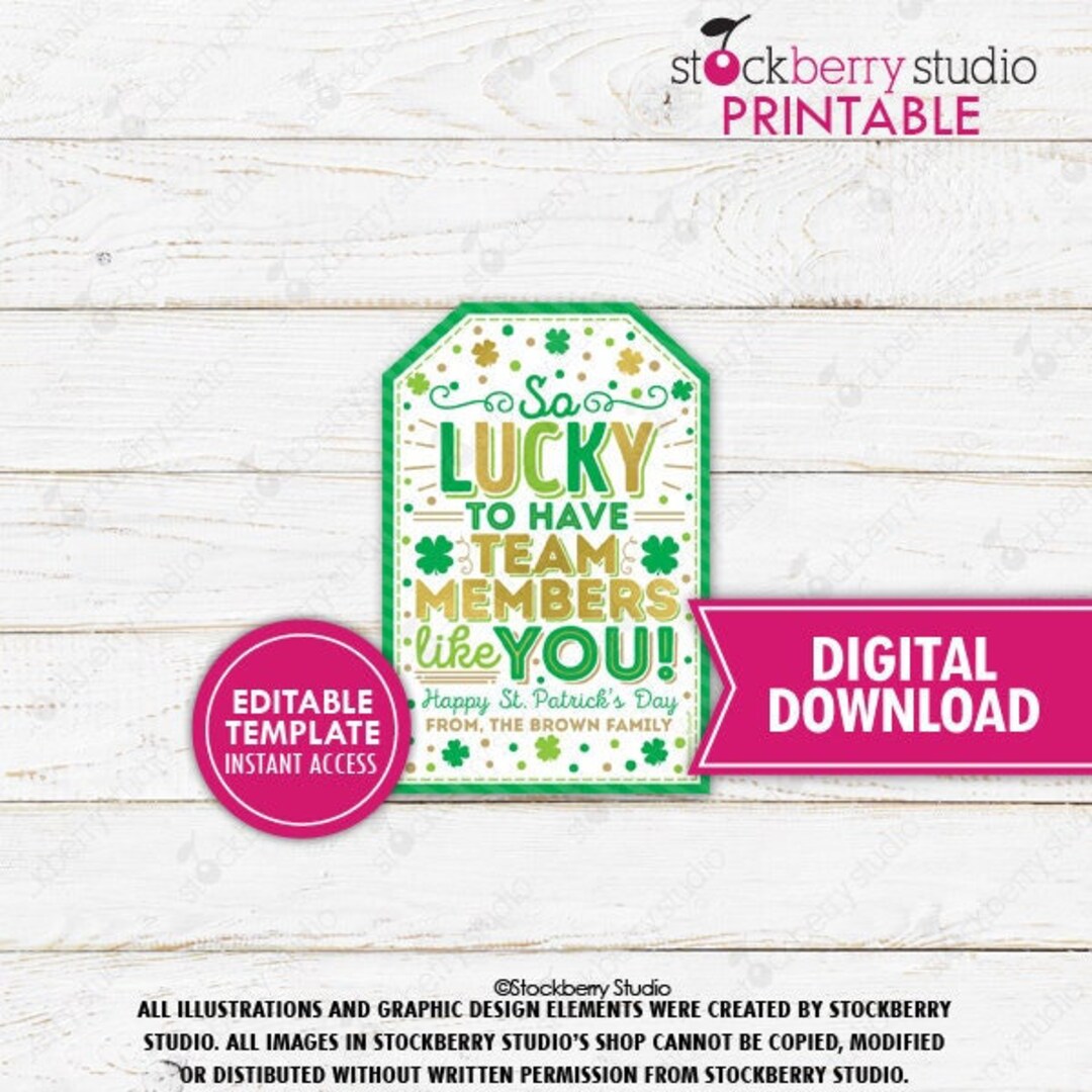 St Patrick's Day Gift Tag Printable Team Member Staff Appreciation St ...