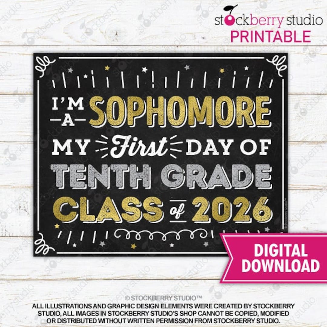 First Day Of Sophomore Year Sign First Day Of 10th Grade Sign Etsy