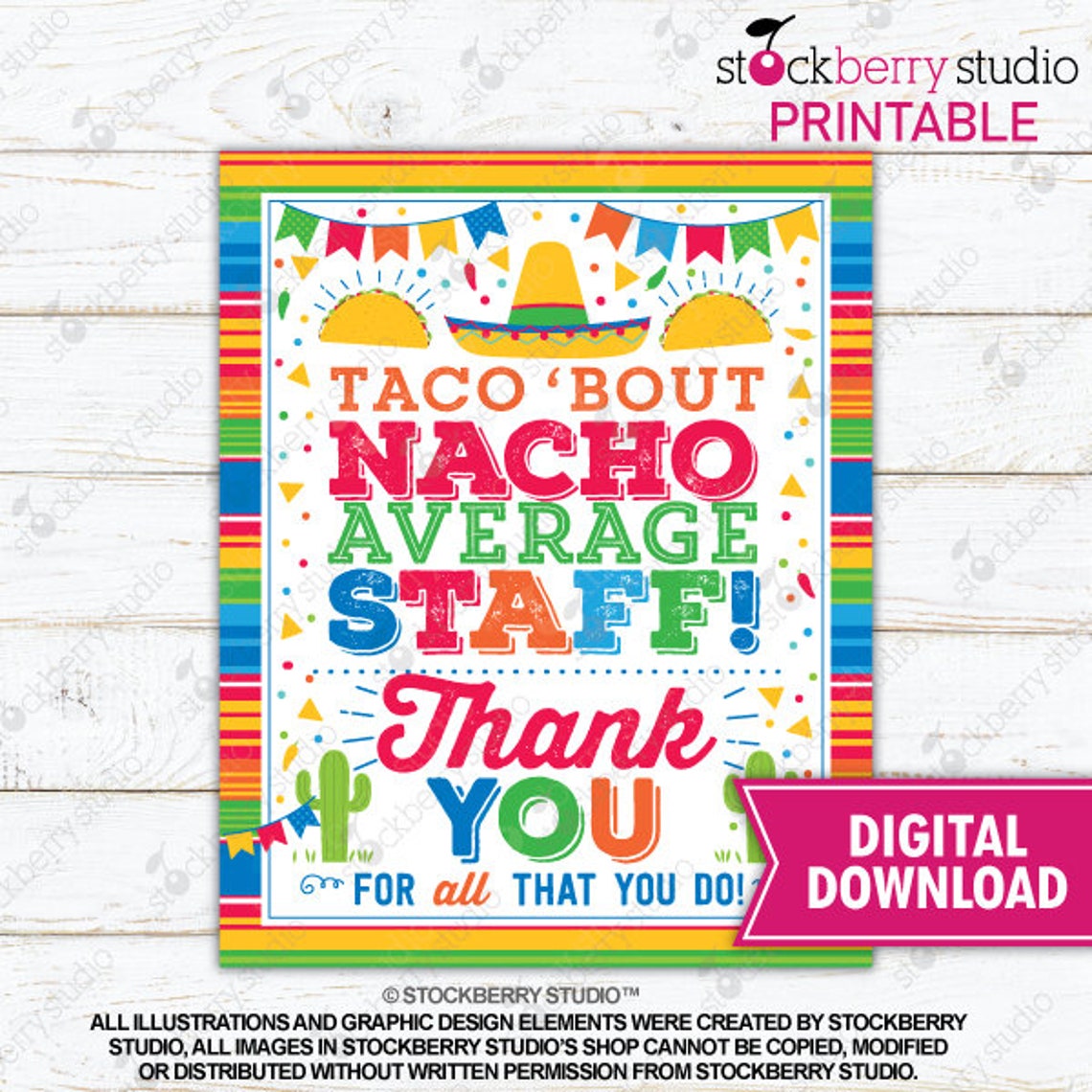 Nacho Average Staff Sign Printable Employee Fiesta Sign Fiesta Decor ...