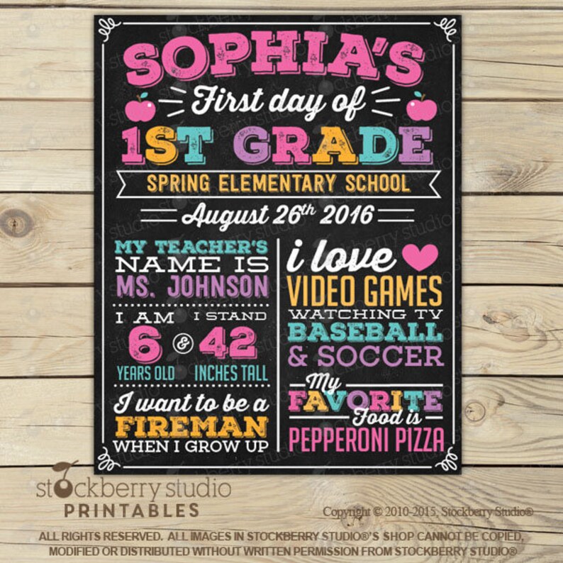 First Day of School Chalkboard Sign Girl 1st Day of School Back to ...