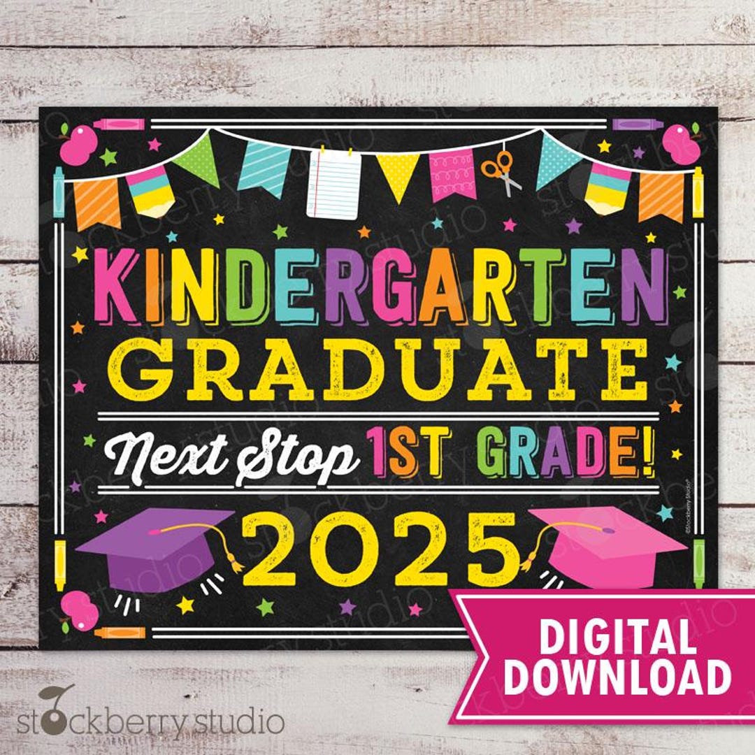 Kindergarten Graduation Sign Girl Last Day of Kindergarten Sign Last ...