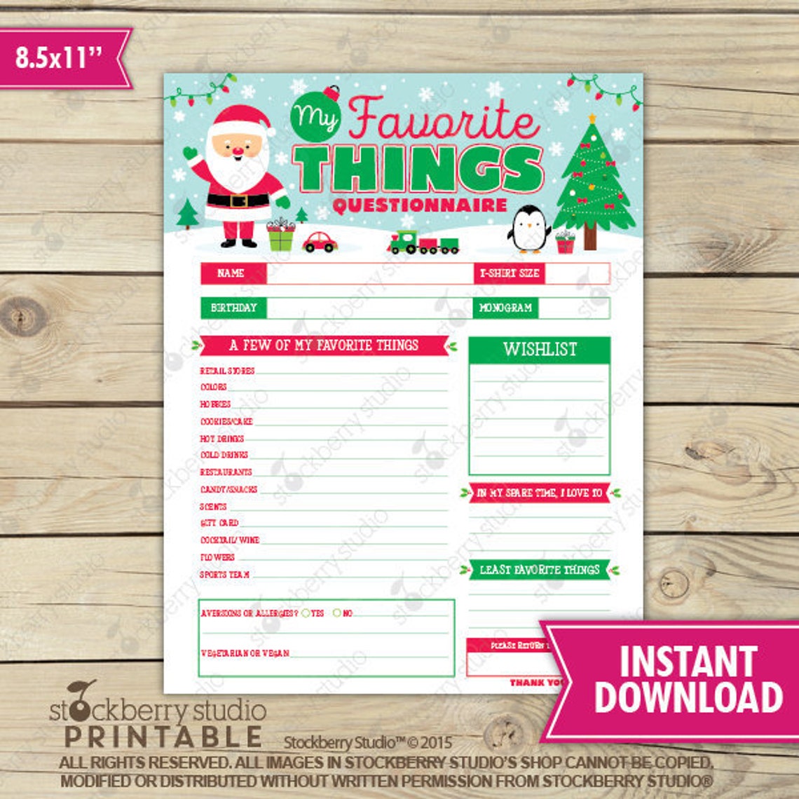 Christmas Teacher Survey Printable Teacher Favorite Things - Etsy