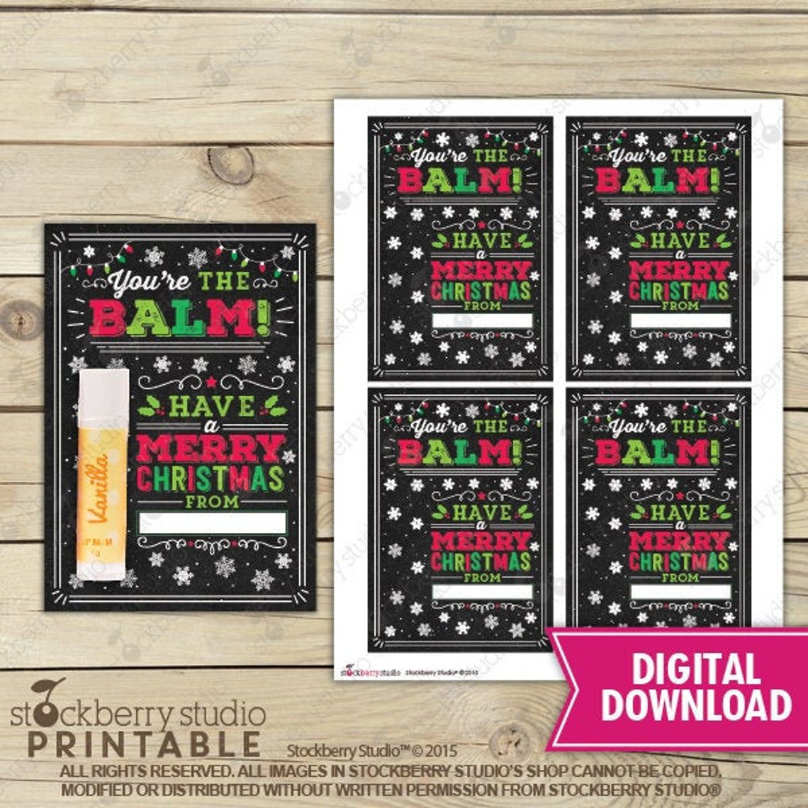 Christmas Lip Balm Tags Printable You're the Balm Christmas Gift Tag ...