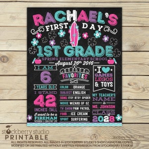 Girl First Day of School Sign Back to School Sign Digital Download ...