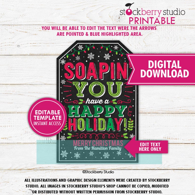 Christmas Gift Tag Printable Holiday Soap Label Soapin' - Etsy
