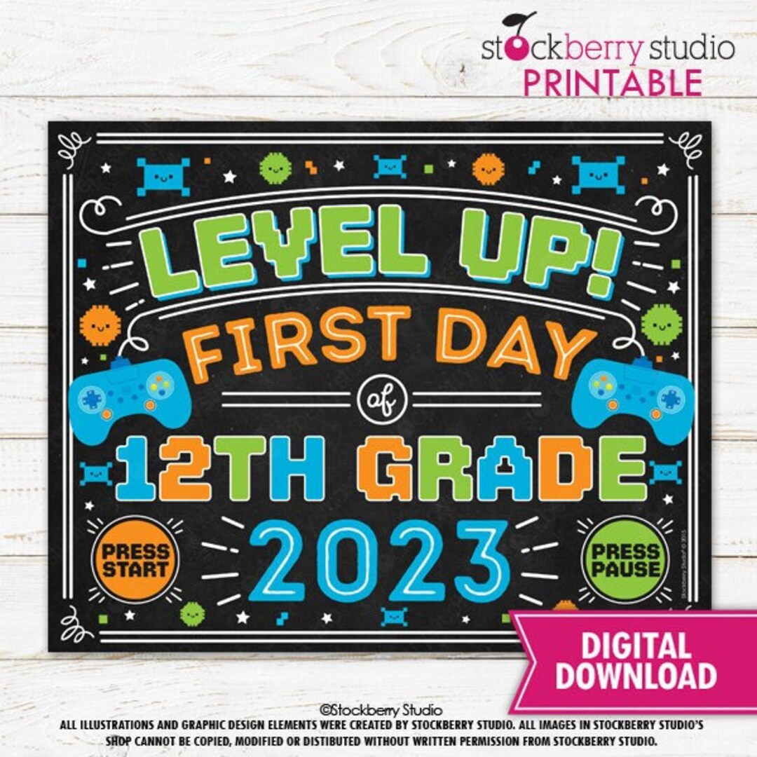 Video Game First Day of 12th Grade Sign Gamer First Day of - Etsy