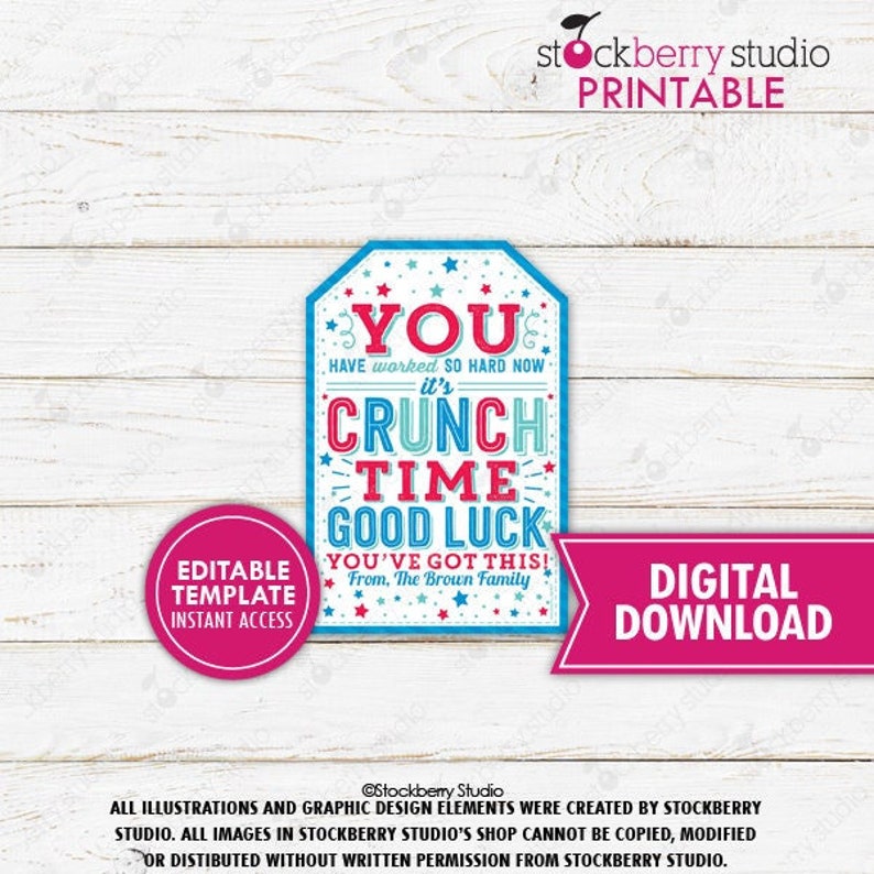 Crunch Time Good Luck Gift Tag Printable Game Day Sports - Etsy