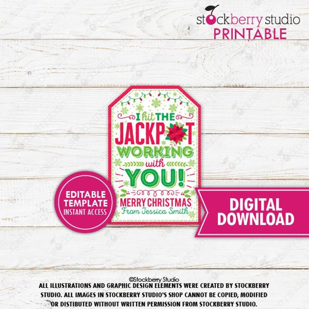 Christmas Lottery Gift Tag Hit the Jackpot Working With You Happy ...