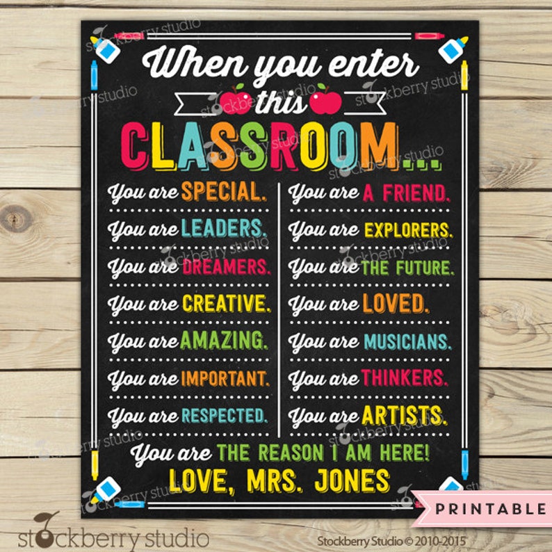 When You Enter This Classroom Sign Personalized Teacher Sign | Etsy