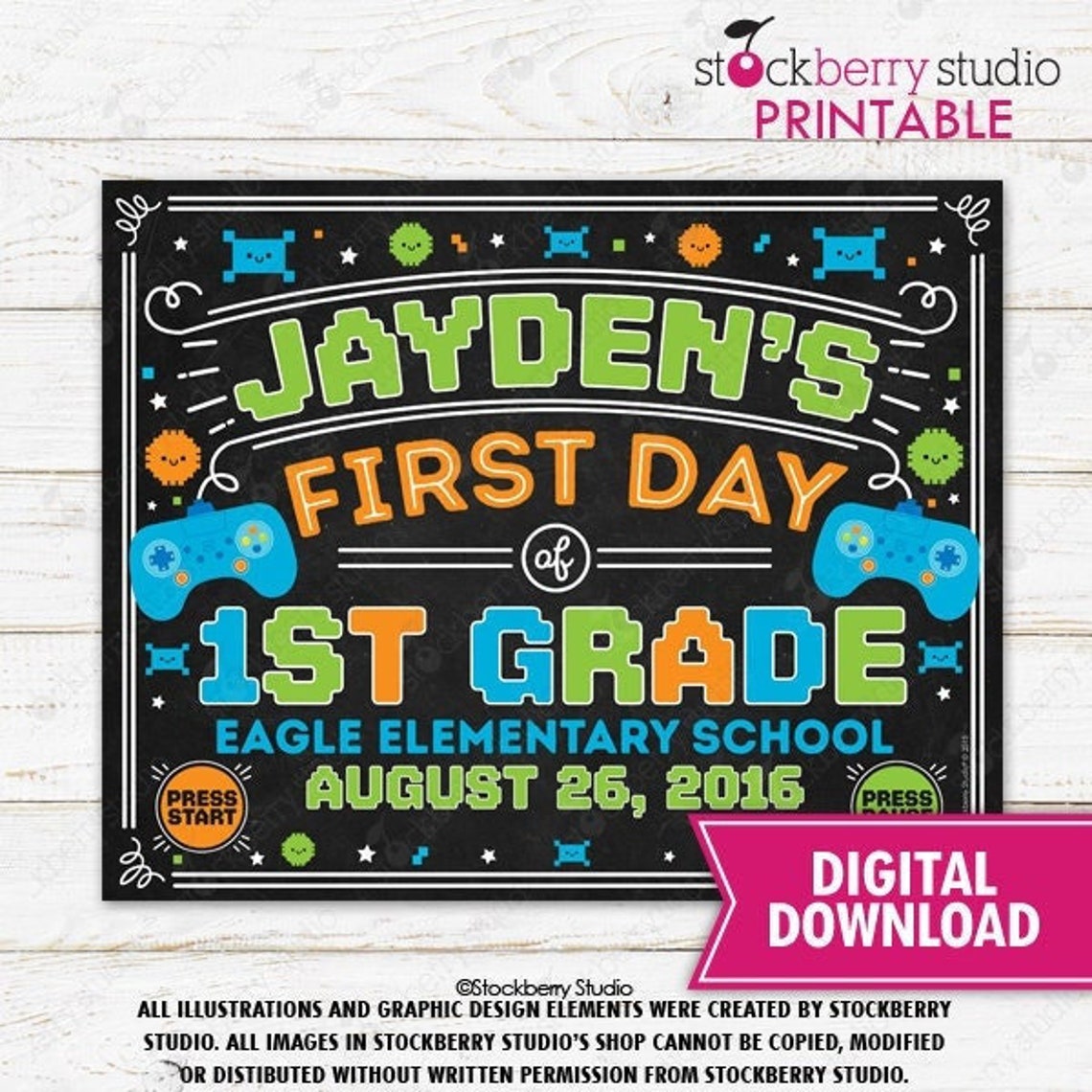 Video Game First Day of School Sign Printable Gamer 1st Day of - Etsy