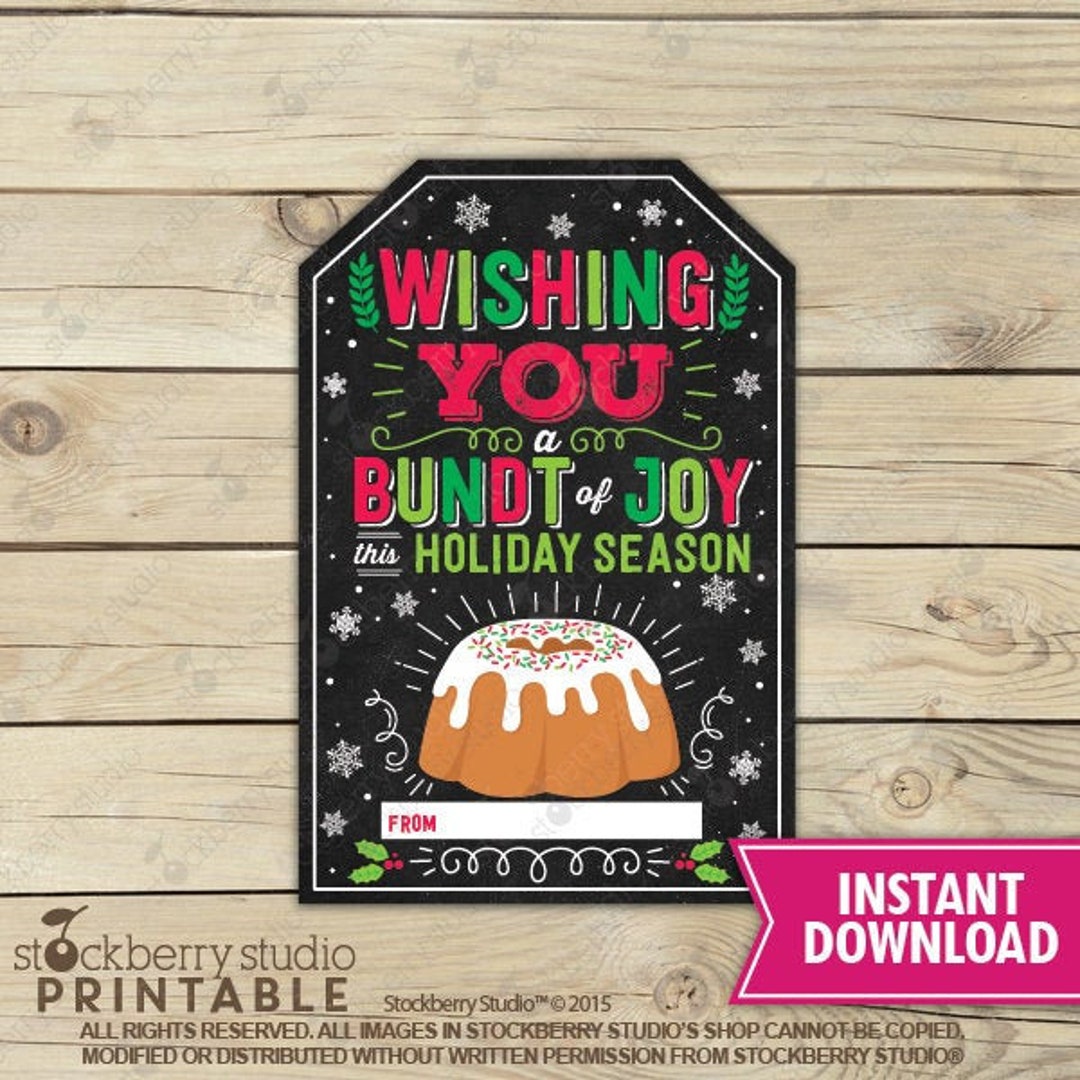 Christmas Bundt Cake Gift Tag Printable Christmas Teacher Gift Tag ...