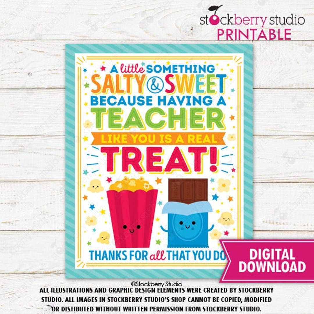 Popcorn Chocolate Thank You Sign Salty Sweet Treat Teacher Appreciation ...