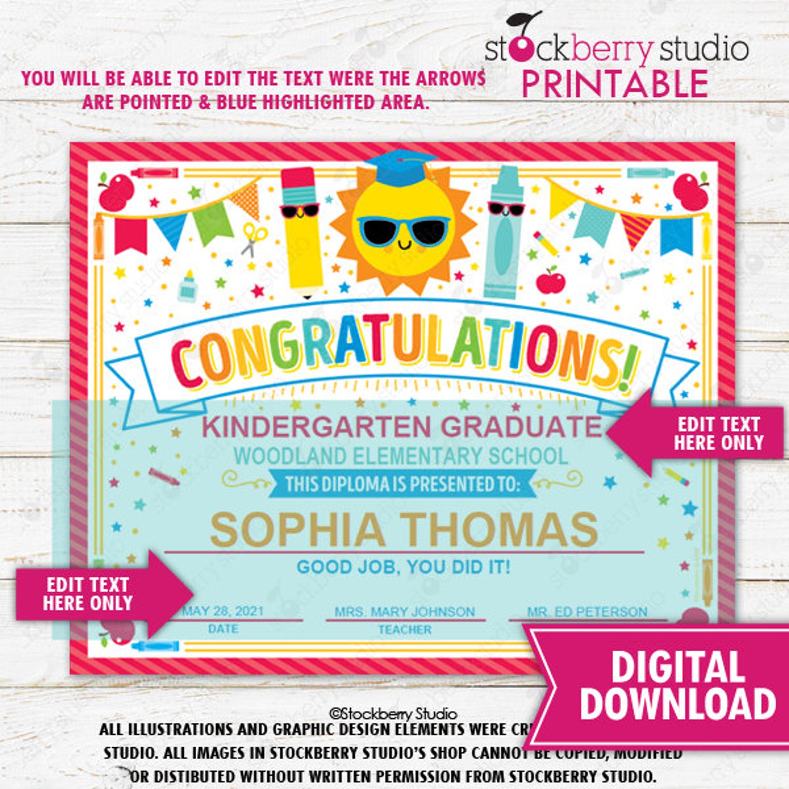 Graduation Diploma Certificate Printable Future is so Bright - Etsy